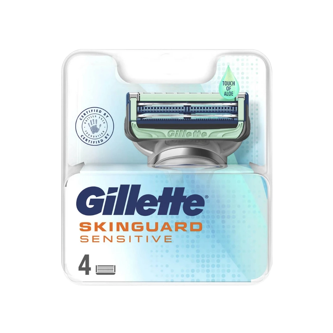 Gillette® SKINGUARD Sensitive Brijači za Osetljivu i Iritiranu Kožu sa Aloje Verom Dopuna 4 Patrone