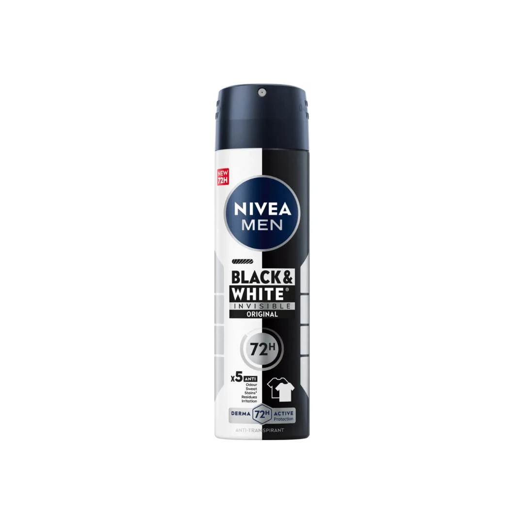 NIVEA MEN Deo Sprej Black&White INVISIBLE Antiperspirant za Muškarce 150 mL