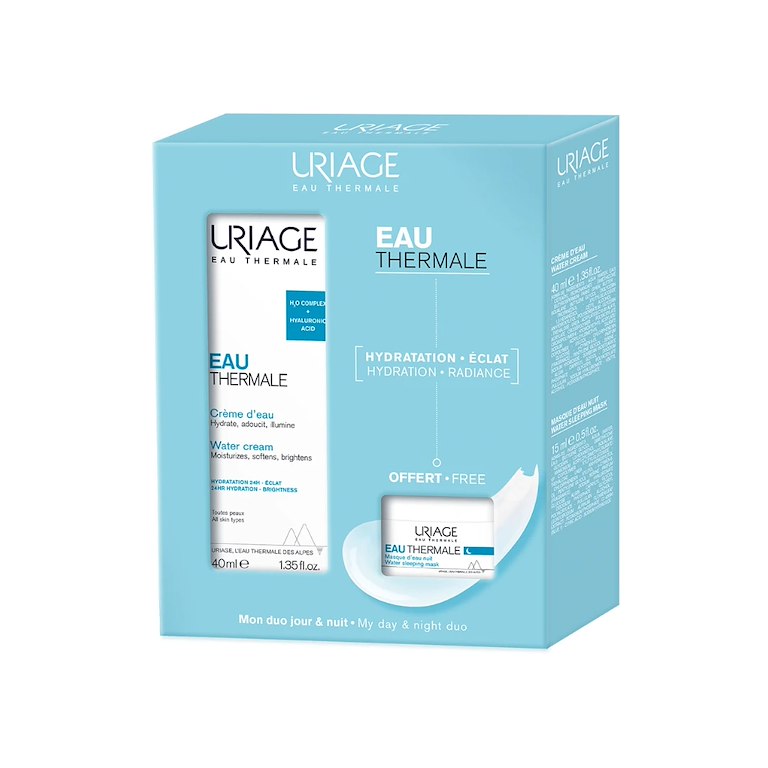 URIAGE PROMO EAU THERMALE Hidratantna Krema 40 mL + Noćna Maska 15 mL; Duo za Hidrataciju i Blistavost