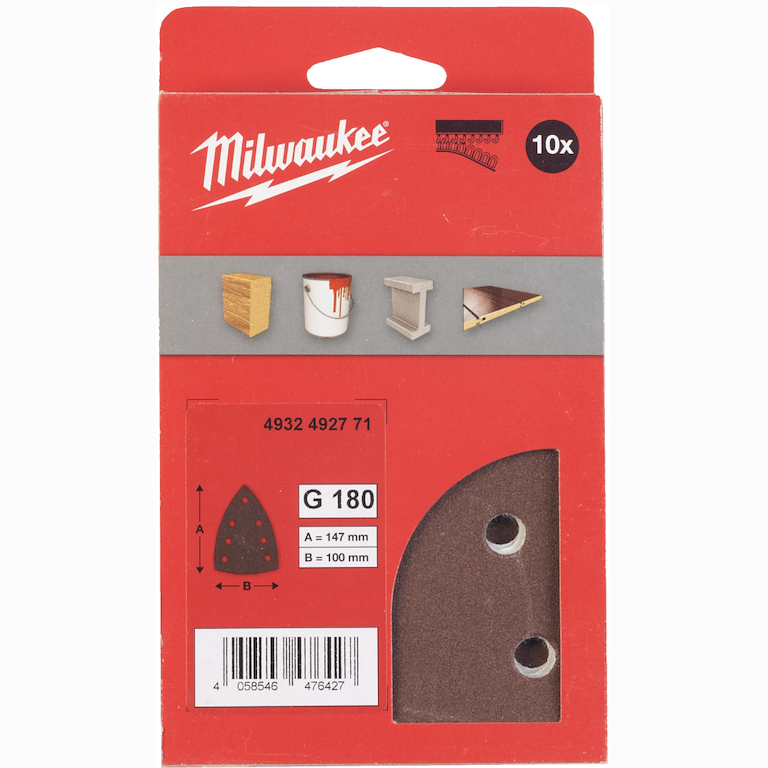 Milwaukee Delta brusni papiri za šlajferice, 100 x 147 mm, G 180, 10 kom, 4932492771