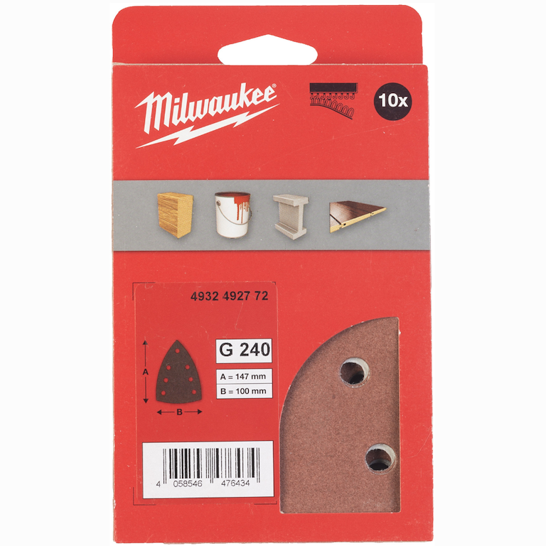 Milwaukee Delta brusni papiri za šlajferice, 100 x 147 mm, G 240, 10 kom, 4932492772