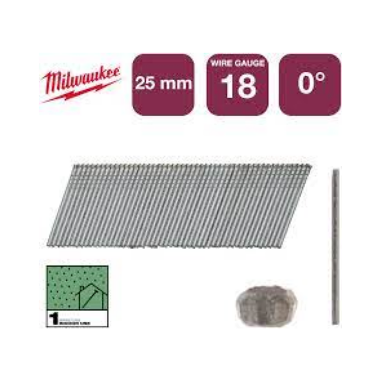 Milwaukee Ekseri 18G za M18 FN18GS, 1,05 x 1,25 x 25 mm, 5000 kom, 4932492551