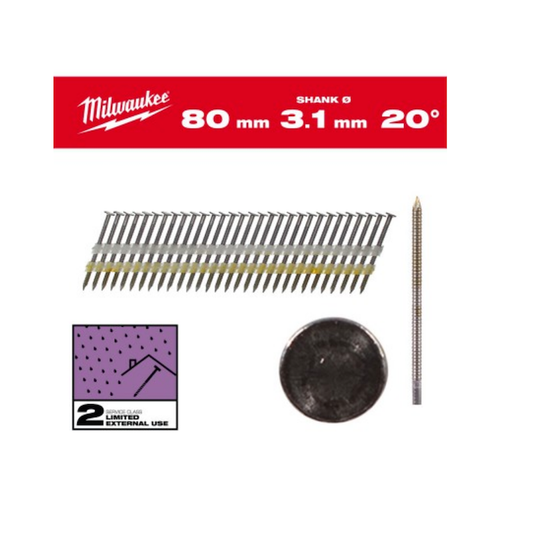 Milwaukee Ekseri sa okruglom glavom 3,1 x 80 mm 20° RS B, 1750 kom, 4932492589