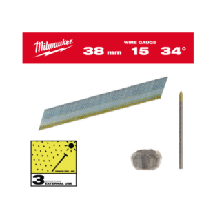 Milwaukee Inox 15G ekseri sa “D” glavom, 1.8 x 38 mm 34°, 2500 kom, 4932492579