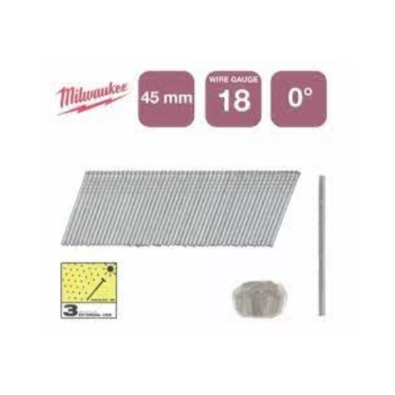 Milwaukee Inox ekseri 18G za M18 FN18GS, 1,05 x 1,25 x 45 mm, 5000 kom, 4932492563