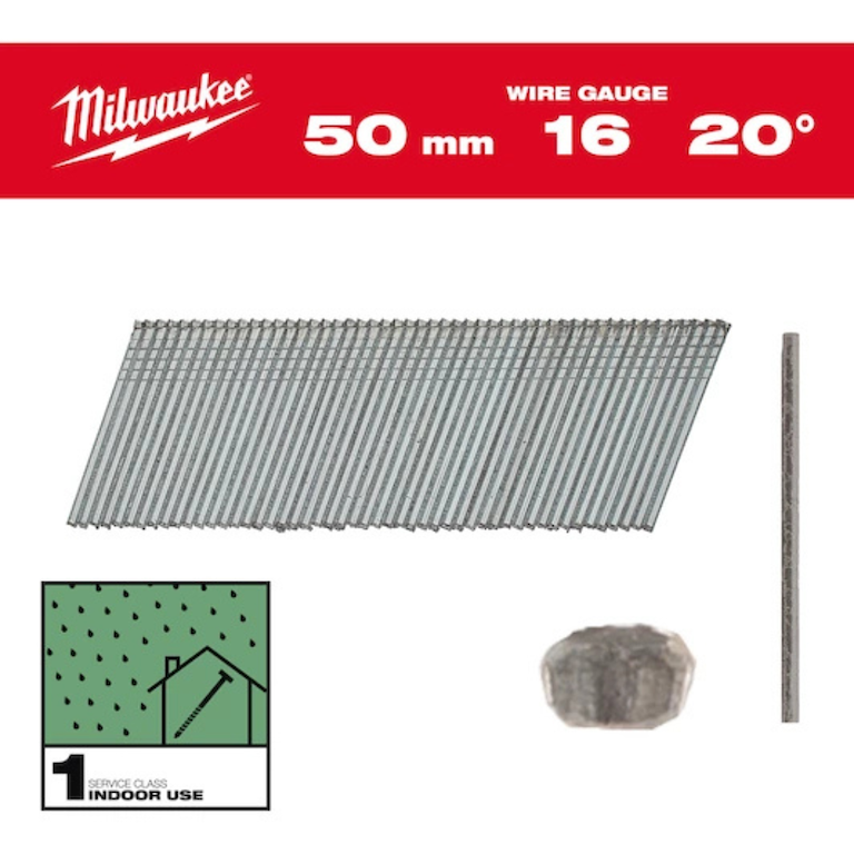 Milwaukee Pocinkovani ekseri 16G, 1,35 x 1,61 x 50 mm 20°, 2000 kom, 4932492585