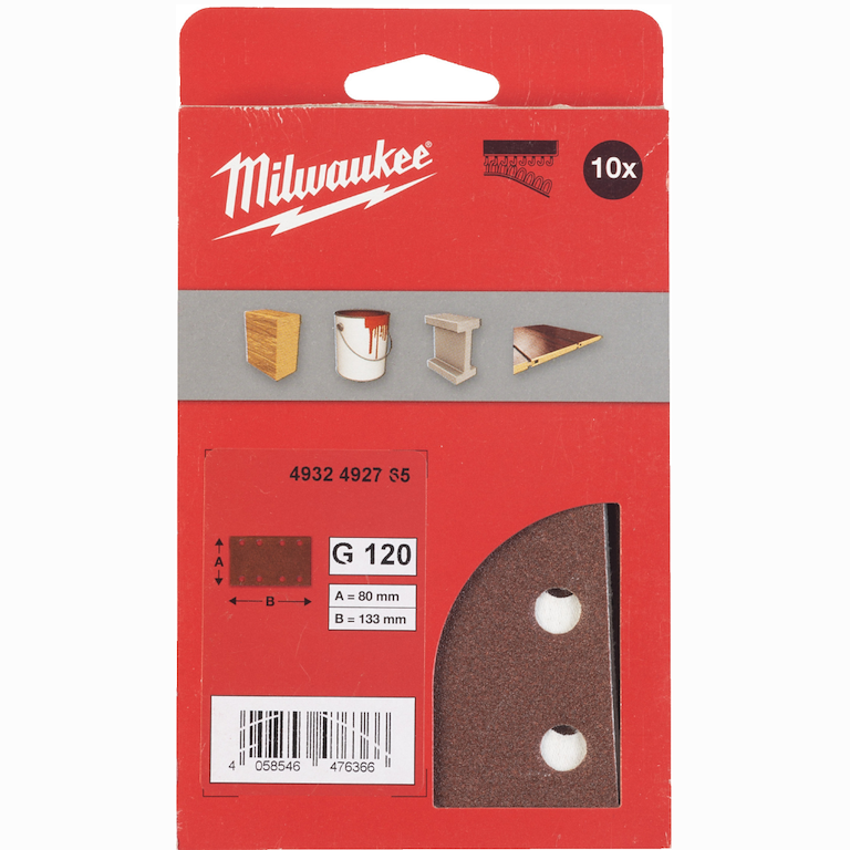 Milwaukee Pravougaoni brusni papir za šlajferice, 80 x 133 mm, G 120, 10 kom, 4932492765