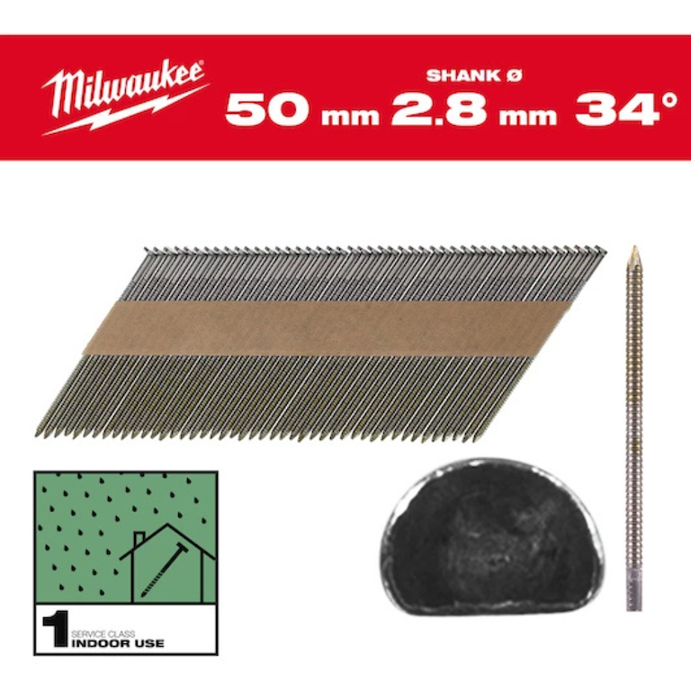 Milwaukee Prstenasti ekseri tip “D” 2,8 x 50 mm 34°, RS B/SC-1 , 2200 kom, 4932492599