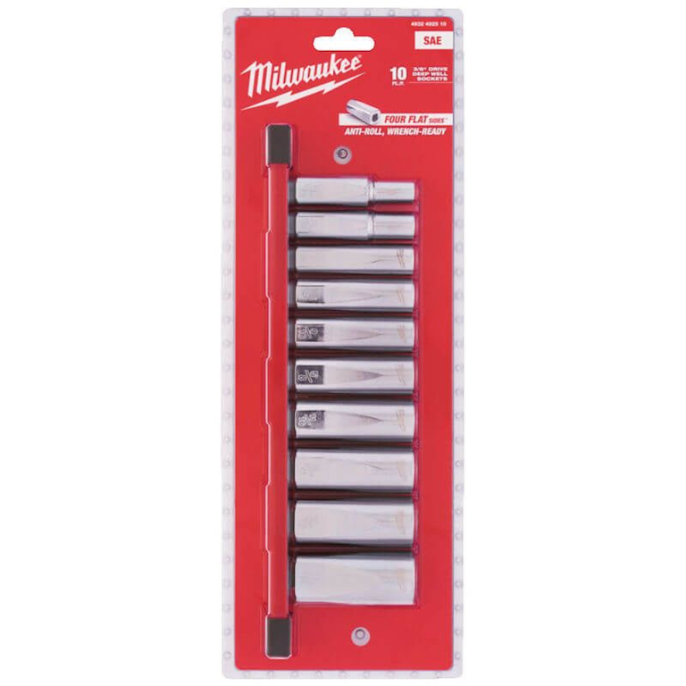 Milwaukee – Set dubokih nasadnih ključeva 3/8″, 6 tačaka, 5/16″ – 7/8″, 10 kom – 4932492510