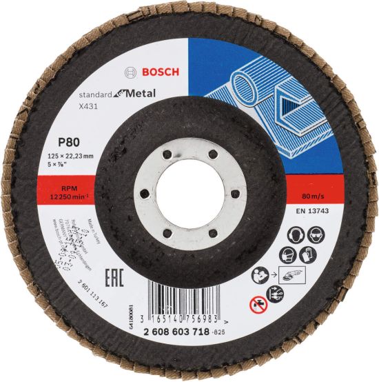 Bosch lamelni brusni disk X431, Standard for Metal 125 mm, 22,23 mm, granulacija 80 - 2608603718