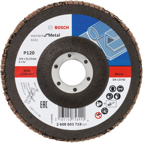 Bosch lamelni brusni disk X431, Standard for Metal 125 mm, 22,23 mm, granulacija 120 - 2608603719