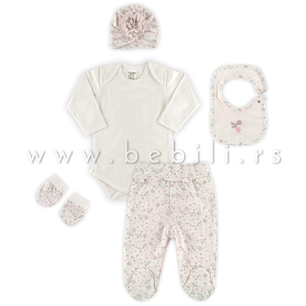 Ready pamučni set za bebe 5 delova Bebolino Cvet