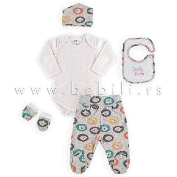 Ready pamučni set za bebe 5 delova Lav