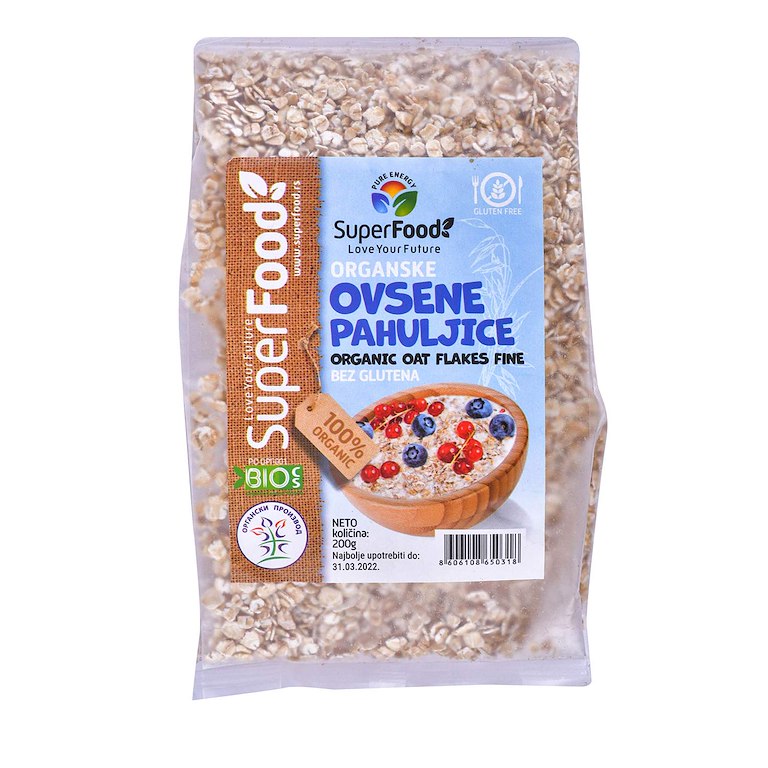 Superfood pahuljice ovsene bez glutena organic 200g superfood