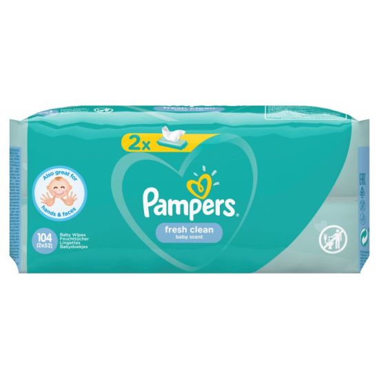 Pampers Fresh, vlažne maramice, 2x52 komada