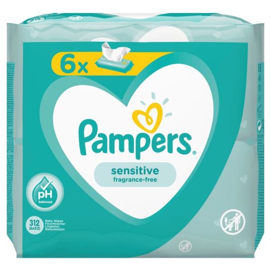 Pampers Sensitive, vlažne maramice, 6x52 komada