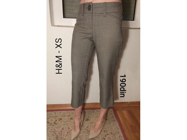 H&;M ženske pantalone sive kapri XS/34