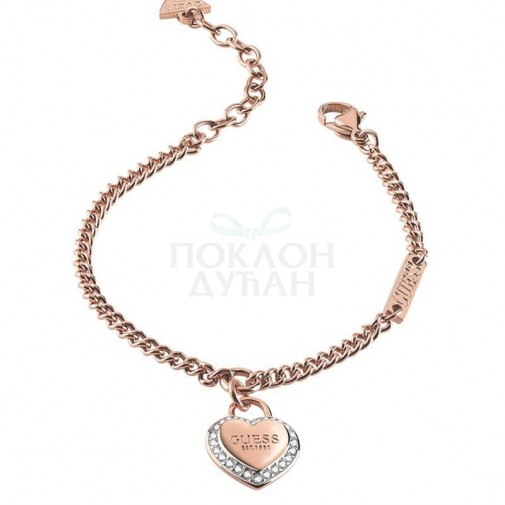 ŽENSKA GUESS FINE HEART ROZE ZLATNA NARUKVICA OD HIRURŠKOG ČELIKA