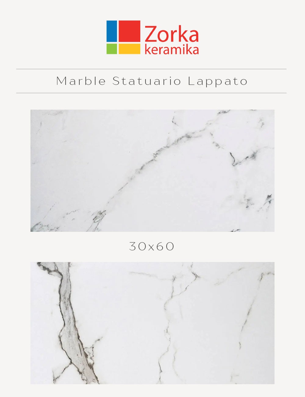 Zorka Keramika Marble Statuario Lappato 30x60 podne i zidne pločice