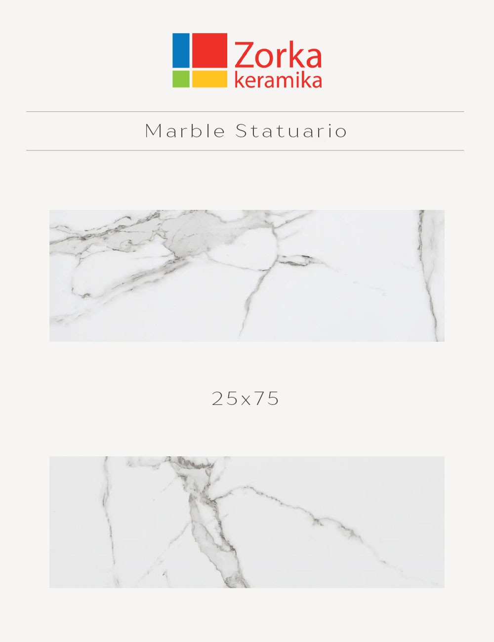 Zorka Keramika Marble Statuario 25x75 podne i zidne pločice