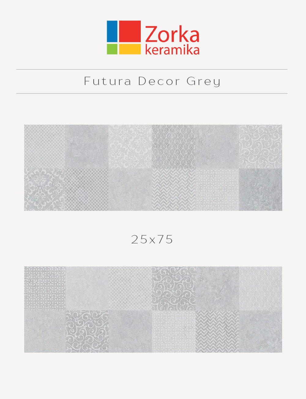 Zorka Keramika Futura Decor Grey 25x75 podne i zidne pločice