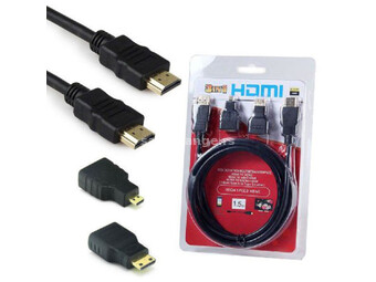 HDMI kabl 1.5m sa mikro mini hdmi adapterima ( 55-052 )