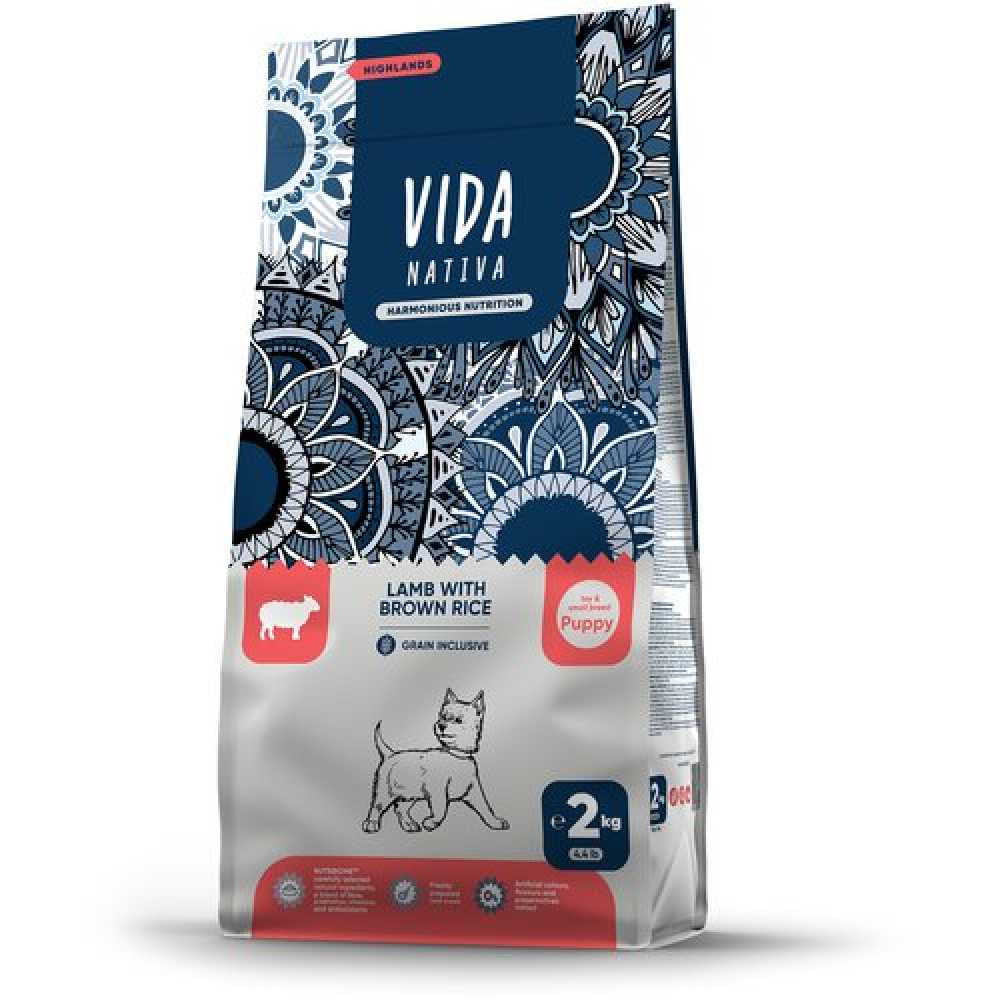 VIDA NATIVA Dog Toy&Small Puppy - Jagnjetina i braon pirinač 2kg