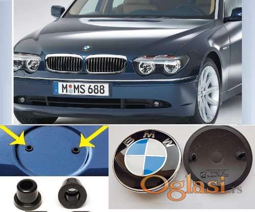 BMW ALU znak haube E65 originalni reljefni metalni