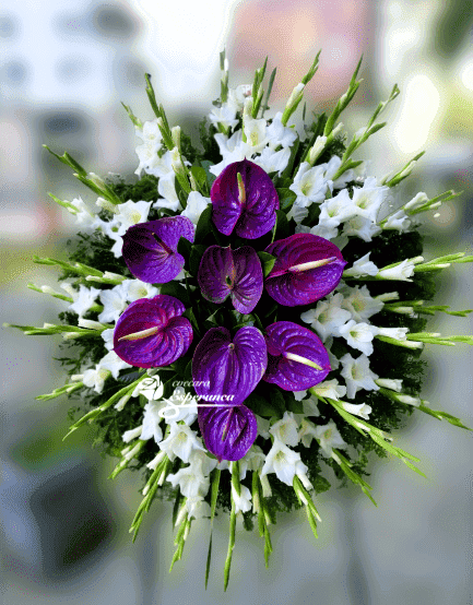 Venac za groblje -Anturium,gladiola