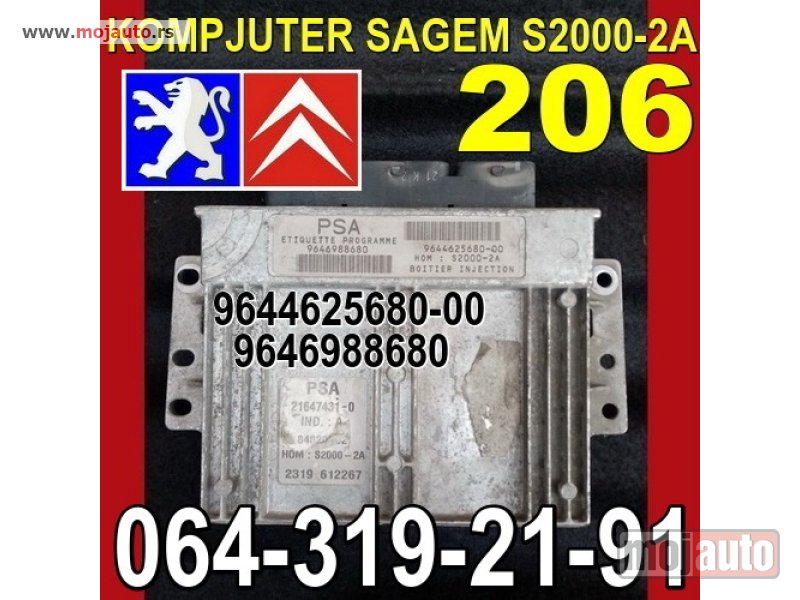 KOMPJUTER SAGEM S2000-2A, Pežo 206 1,4 Peugeot Citroen 9644625680-00, 9646988680