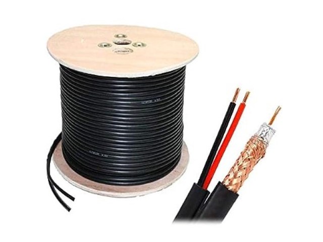 KABL-COAX-RG59+2X0.75 CCA/PVC/300M Koaksialni kabl sa napojnim kablom 2x0,75mm black 300m