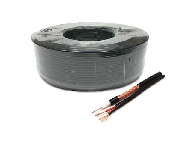 KABL-COAX-RG59+2X0.75 CCA/PVC/100M Koaksialni kabl sa napojnim kablom 2x0,75mm black 100m