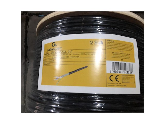 UPC-5290E-SOL-OUT Gembird, UTP cat.5E Outdoor, solid 24AWG, 0.51mm PREMIUM CCA kotur pun presek 305m