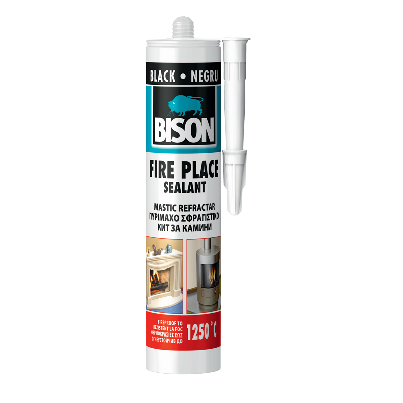 Bison Fire Place Sealant – Silikon temperaturno otporan do 1250°C, crni, 530gr
