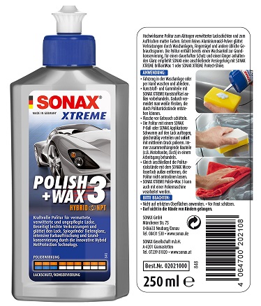 Sonax 202100 Polish+Wax 3 – Hibridna polir pasta sa voskom, 250ml