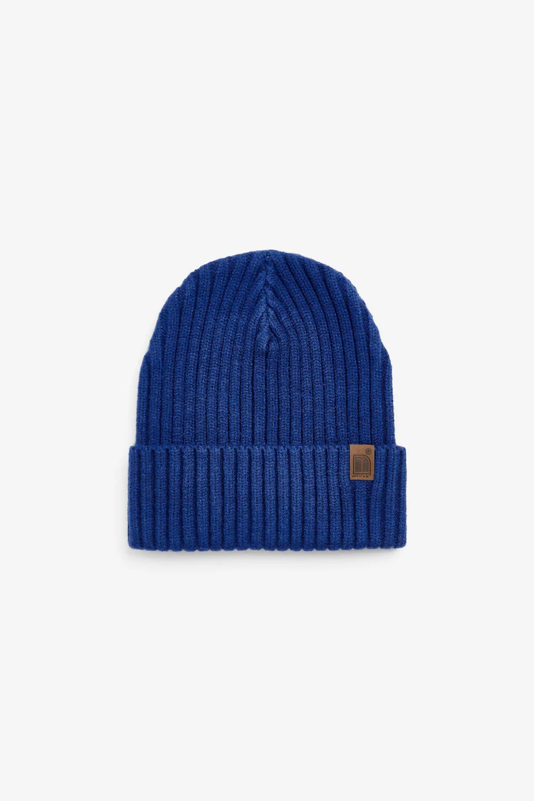 Cobalt Blue Knitted Rib Beanie Hat (1-16yrs)