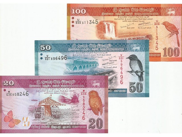 Sri Lanka 20 - 50 - 100 rupees 2020. UNC set