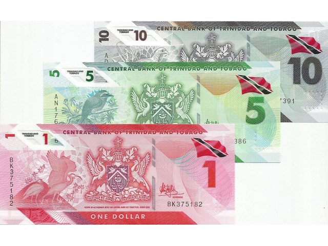 Trinidad and Tobago 1 - 5 -10 dollars 2020. UNC set