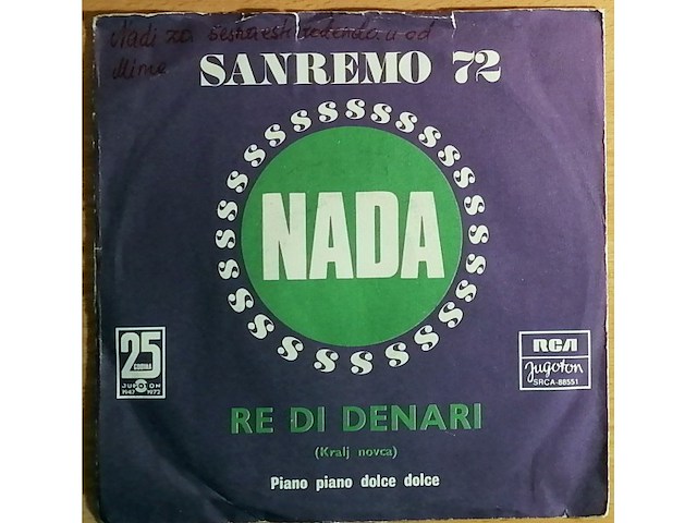 SP NADA - Sanremo 72: Re Di Denari (Kralj Novca) VG+/VG