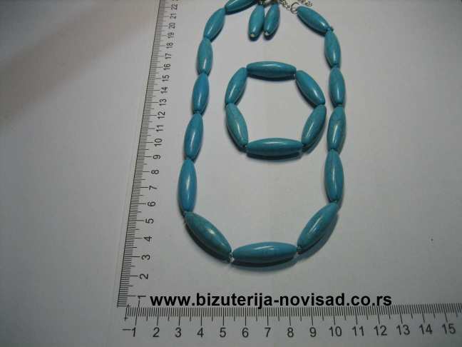 Plava tirkizna ogrlica+GRATIS minđuše i narukvica