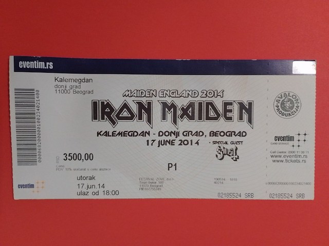 IRON MAIDEN - ULAZNICA 17.JUN.2014