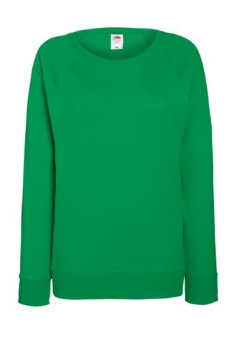 FRUIT OF THE LOOM, LADIES LIGHTWEIGHT RAGLAN SWEAT, ŽENSKI KLASIČNI DUKS, KELLY ZELENA, XS