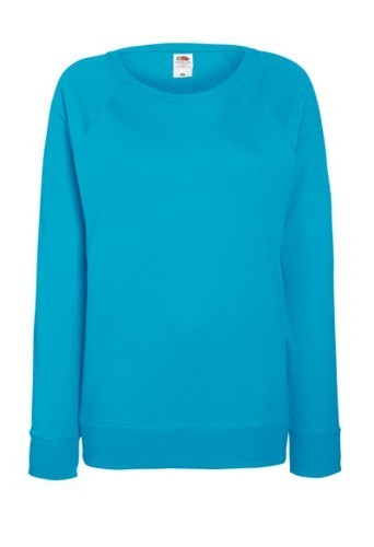 FRUIT OF THE LOOM, LADIES LIGHTWEIGHT RAGLAN SWEAT, ŽENSKI KLASIČNI DUKS, AZURNO PLAVA, XS