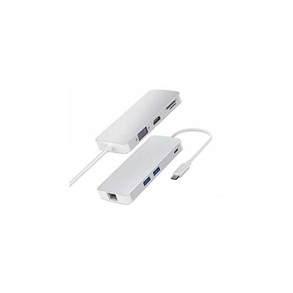 FAST ASIA Adapter-konvertor TIP C na VGA+HDMI+SD/MICRO SD+RJ 45+2xUSB3.0+TIP C