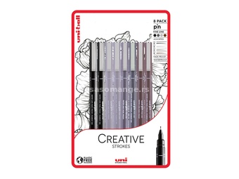 Set UNI PIN fineliner markera Creative Strokes 8 kom