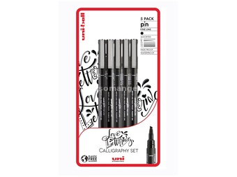 Set UNI PIN markera fineliner Love Lettering 5 kom