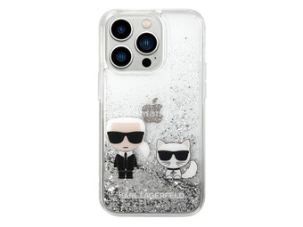 Futrola Karl Lagerfeld Liquid Glitter Case Karl And Choupette za Iphone 14 Pro srebrna
