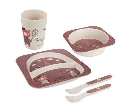 Canpol babies set za hranjenje 5 delova 9/227 - bonjour paris dark red ( 9/227_red )