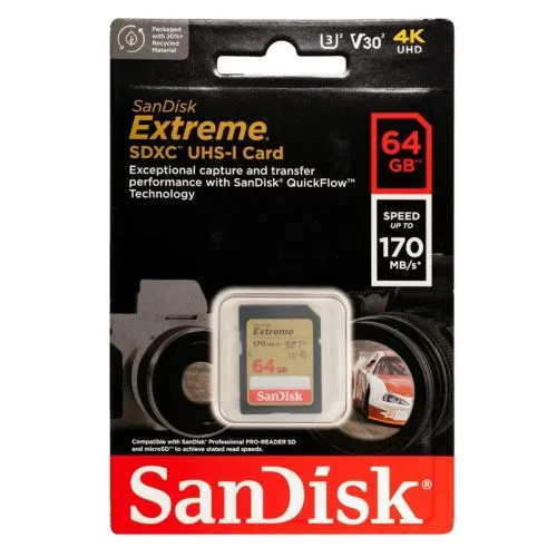Memorijska kartica SanDisk SDXC 64GB Extreme 170MB/s V30 UHS-I Class 10 U3 V30