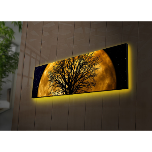 Slika mesec i drvo sa LED osvetljenjem 30x90cm